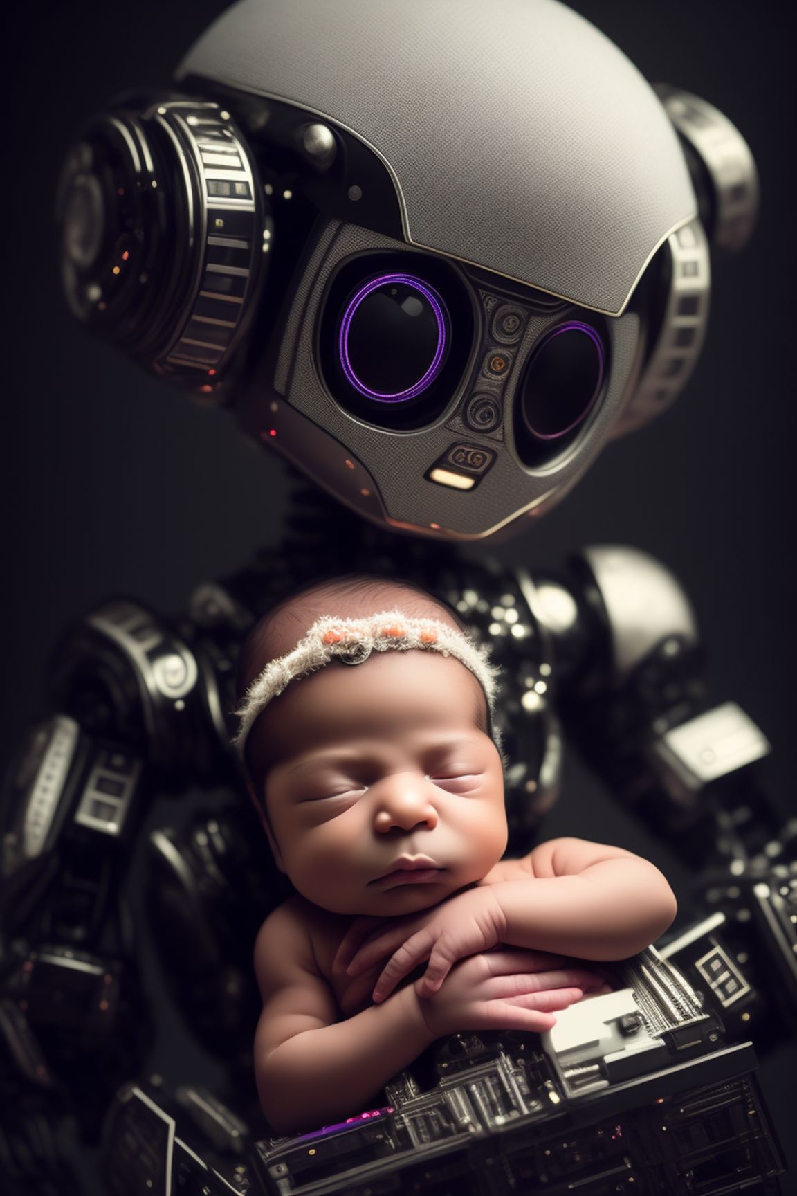 moral-turtle525: newborn black child, in the arms of a perfect robot