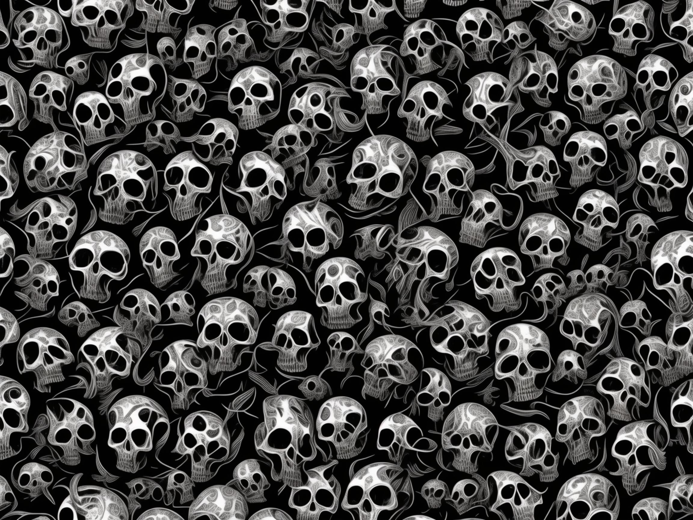 MrHmuriy: Seamless black and white alien skull, a lot of alien skulls