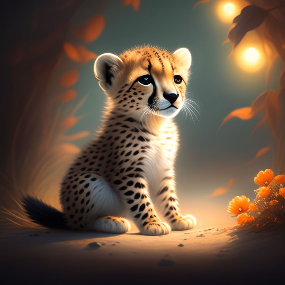 Cute Baby Cheetah Drawing