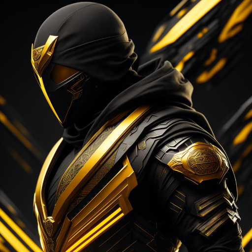 prorafa: Ninja, black and gold colors, logotipo com escudo, written ...