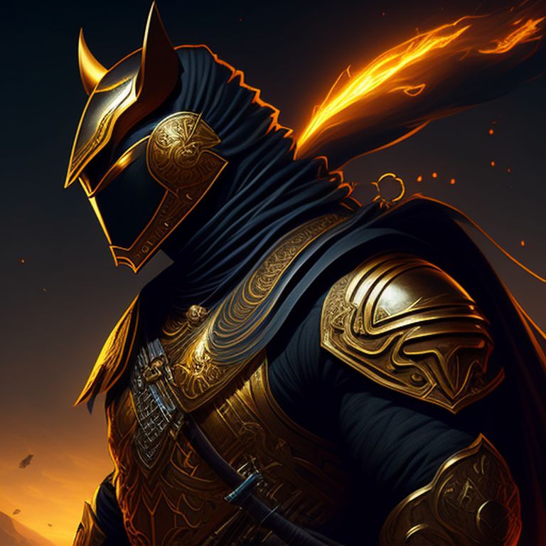 prorafa: Ninja, black and gold colors, logotipo com escudo, written ...