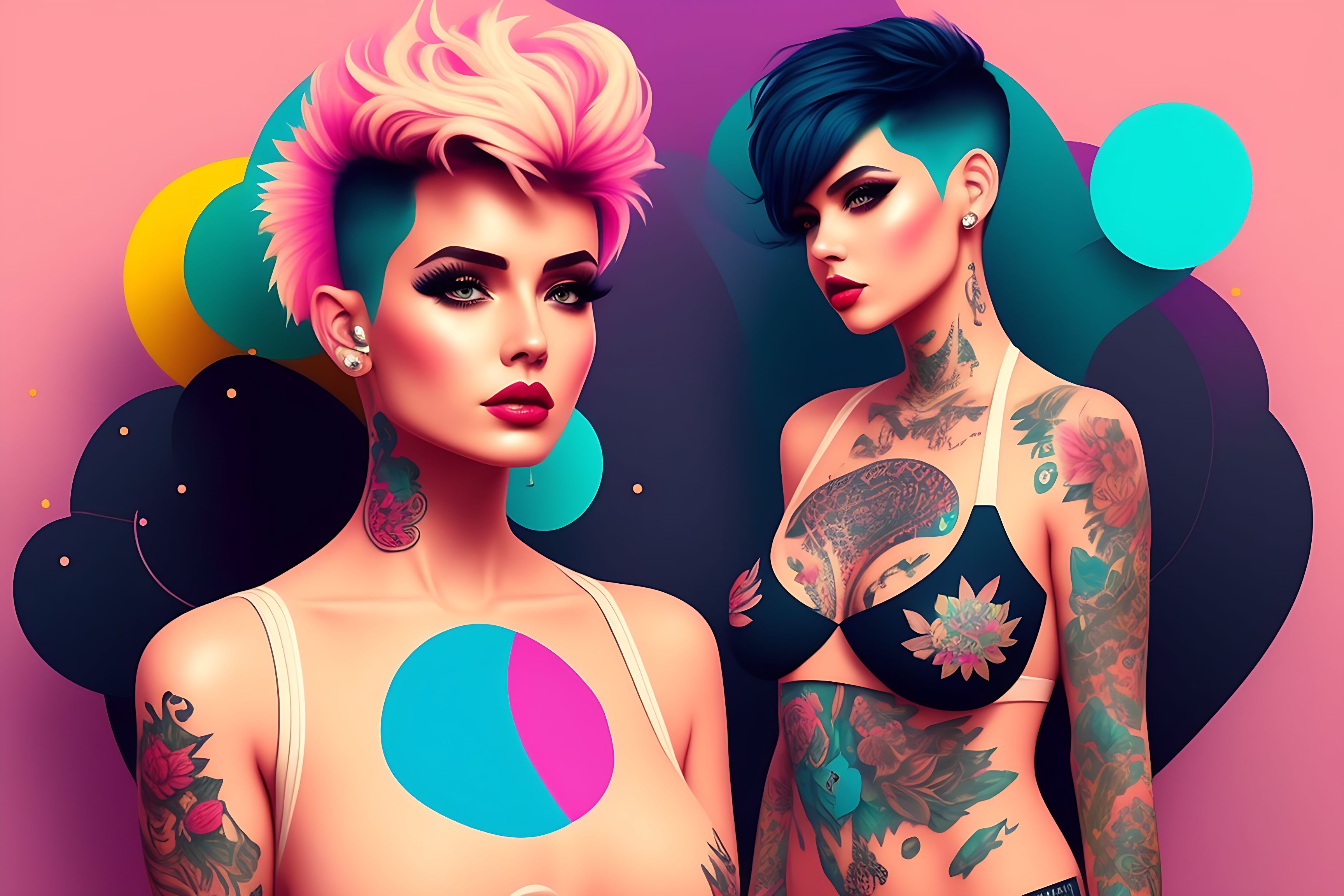 giant-dog657: A beautiful woman punk artist with a short pixie-style haircut and multiple ...