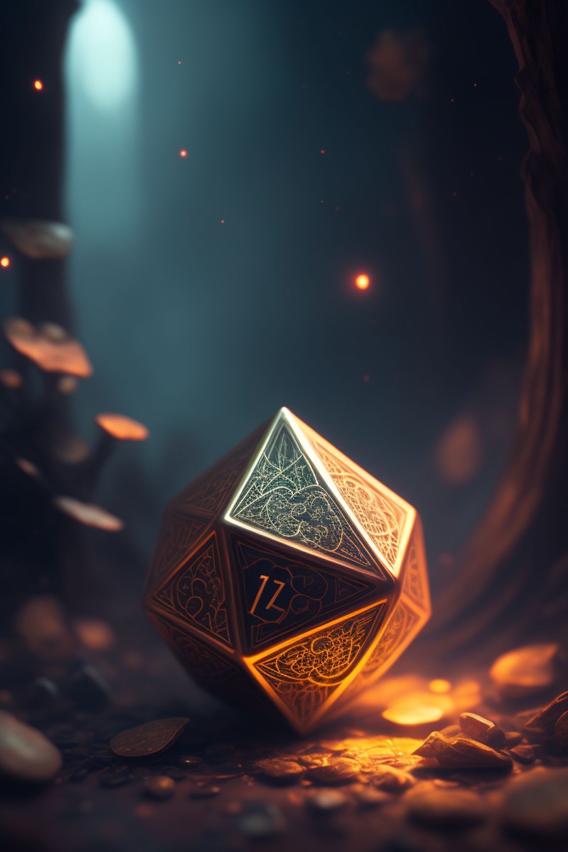 amelinlali: one magic meditation gaming dice on dark background