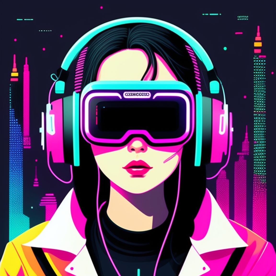 fancy-deer752: cyberpunk girl wearing vr glasses and headphones ...