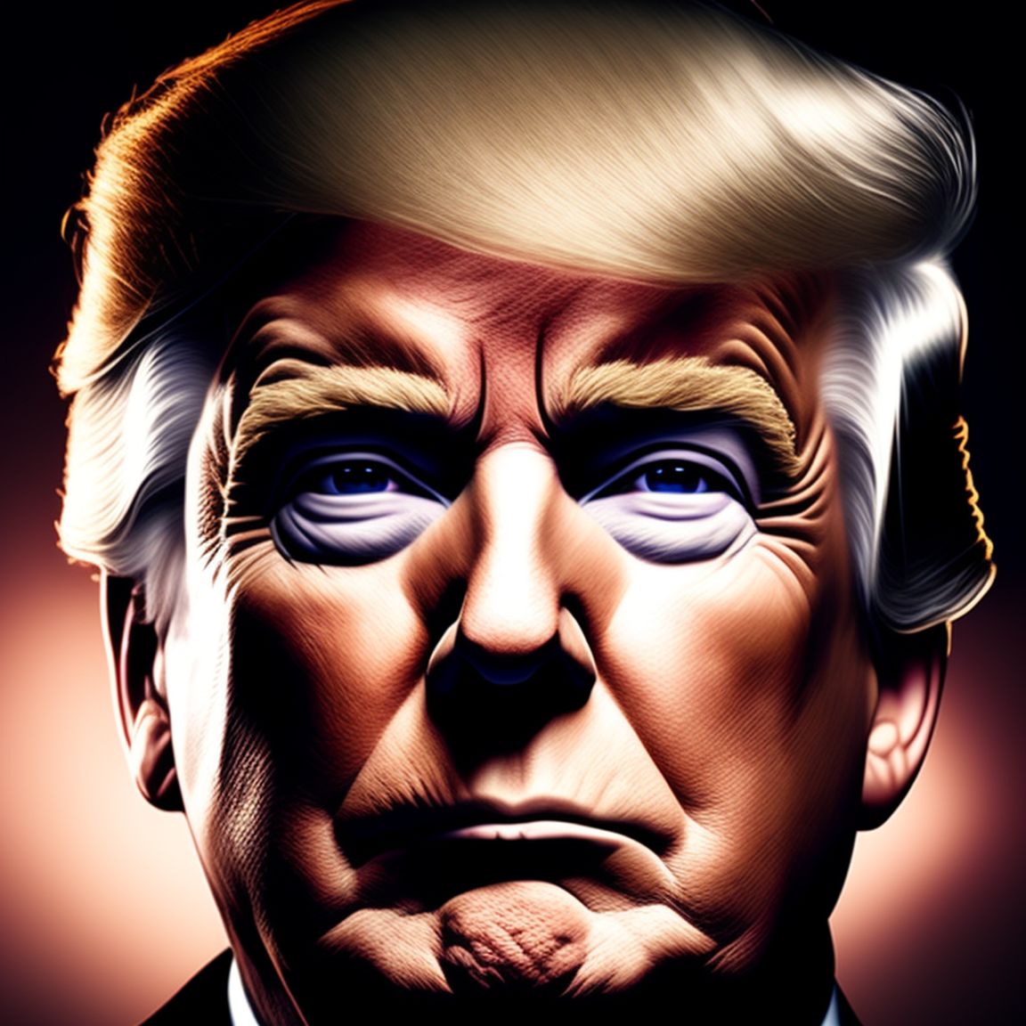 young-ferret724: donald trump, front face, dark background
