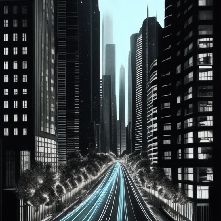 City Skyline Night Drawing