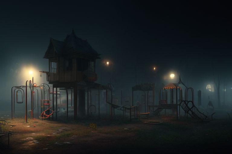 Abandoned Playground At Night