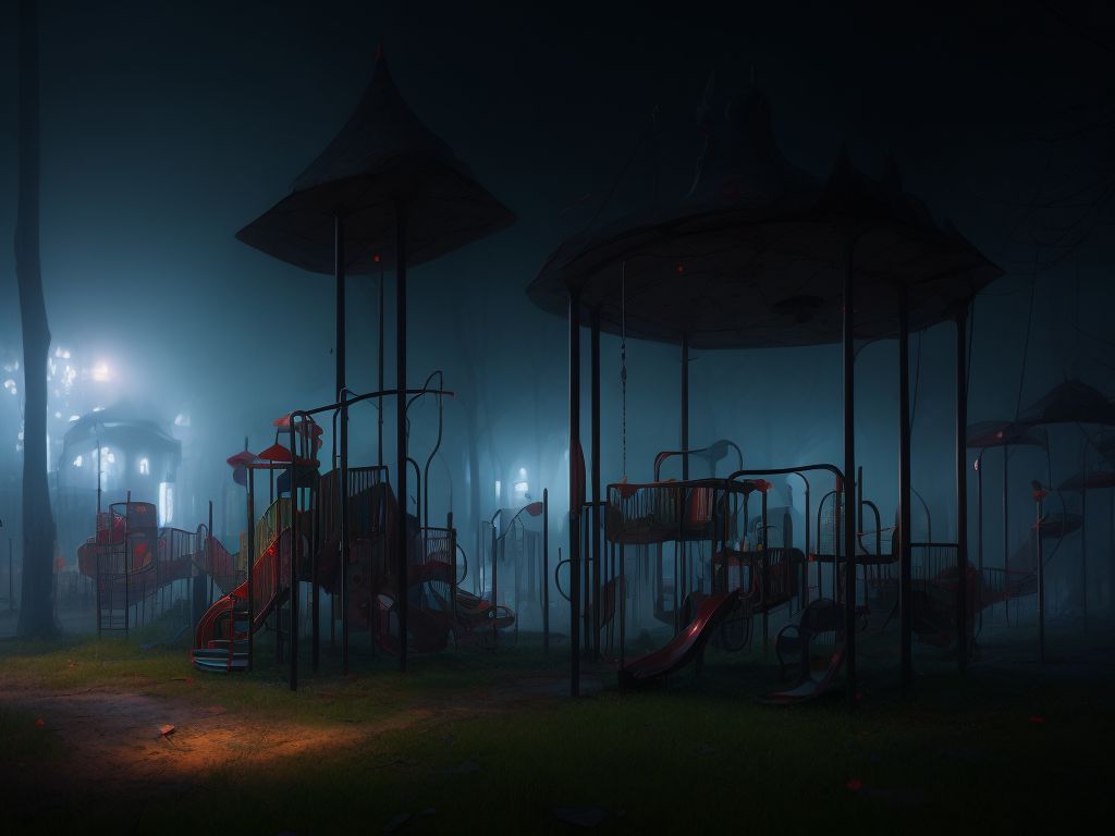 Abandoned Playground At Night