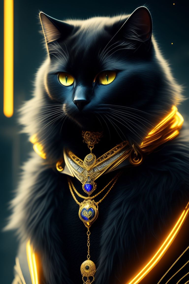 Black She Cat With Amber Eyes