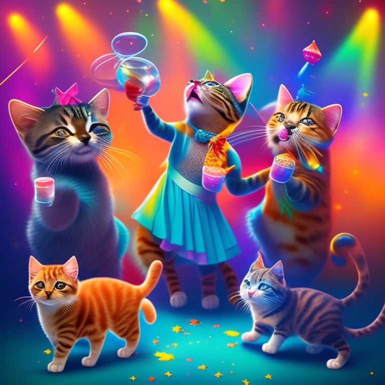 rosy-rabbit341: A wild house party is being thrown by a group of cats. The cats are all dressed ...