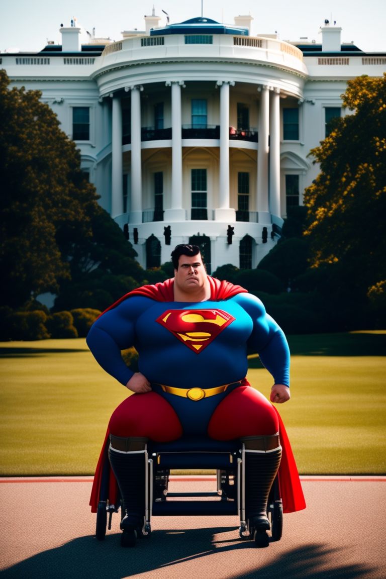 ultimate-fox344: mega fat superman, sitting in a wheelchair in front of ...