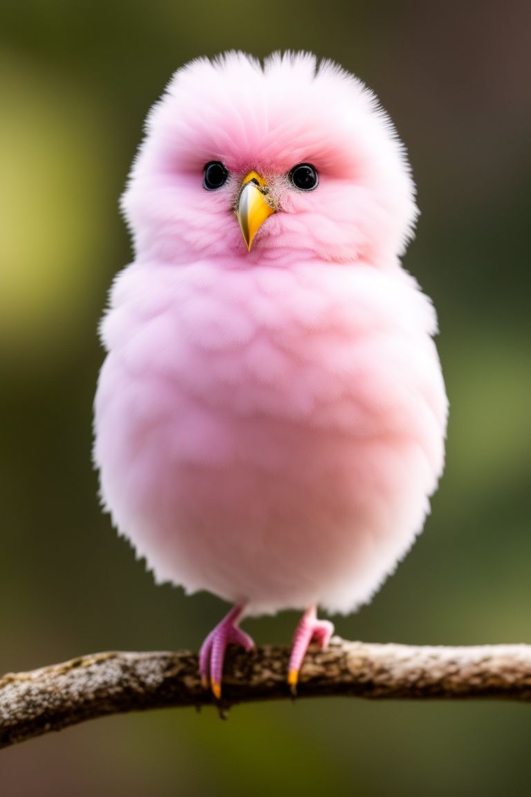 inka: a small pink fluffy bird sitting on a branch, blurred background ...