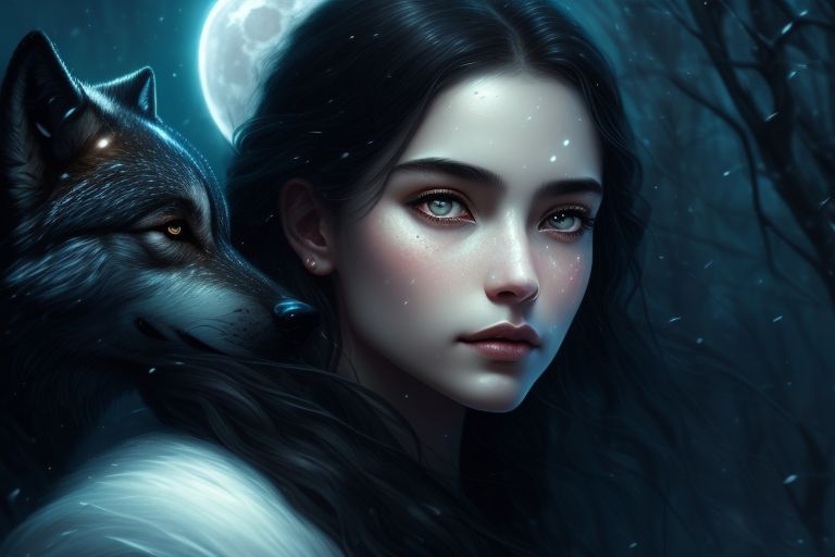 Half Girl Half Wolf Face Drawing