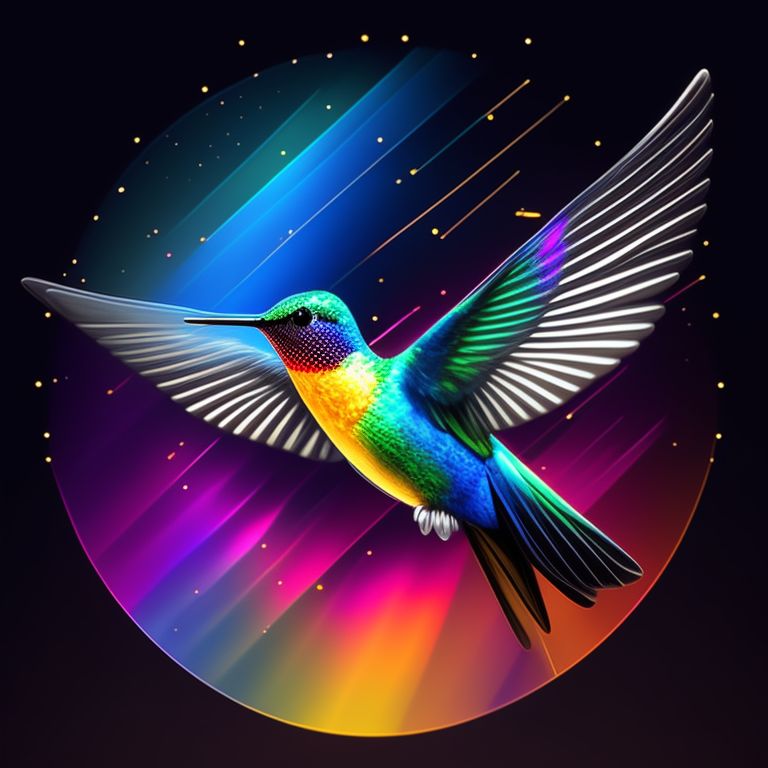 timely-cobra844: hummingbird glowing in the night sky with rainbow ...