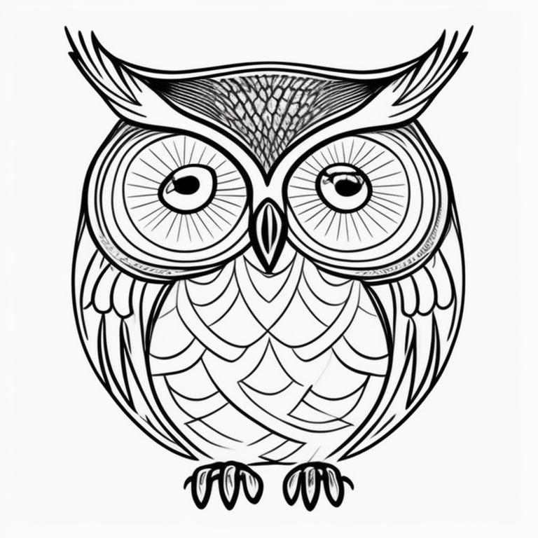 Owl Clip Art Black And White Outline