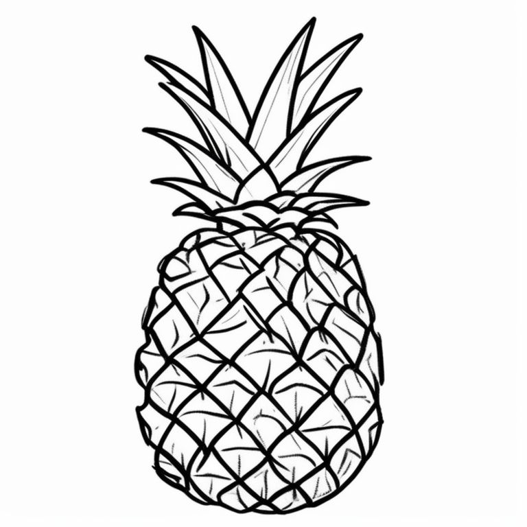 Cartoon Pineapple Black And White