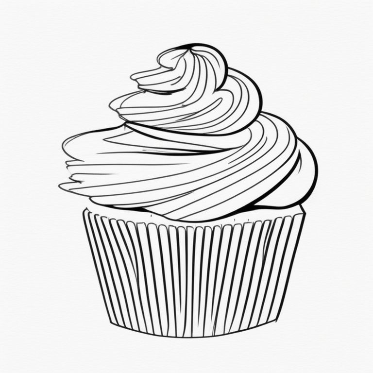 Cartoon Cupcake Outline