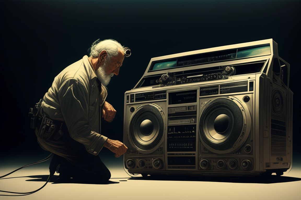 Man Holding Boombox