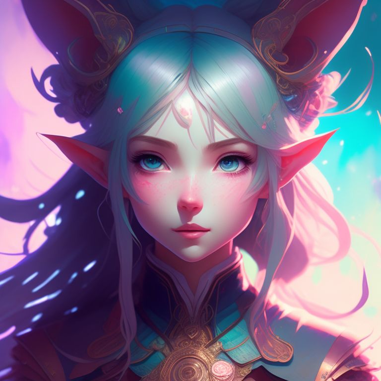 An Elf adventure girl, Bright eyes, happy, Full body, Beautiful anime ...