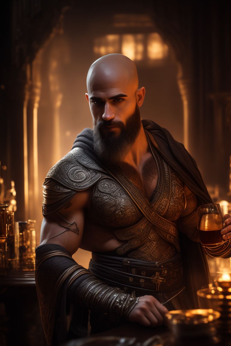 inferior-ram236: kratos drinking beer inside exotic tavern from greek