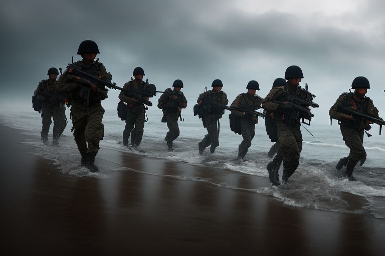 AinA: Indonesian marine soldiers training on the beach, high quality ...