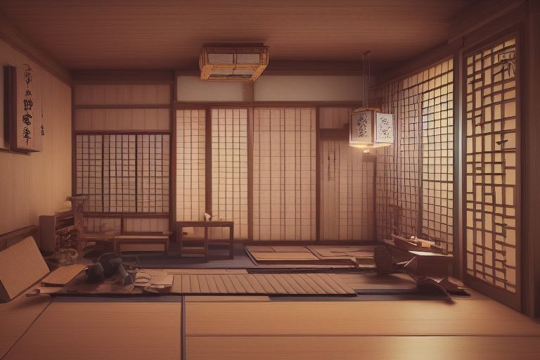 azaze.lA.I.art: japanese style room, wood, metal, bamboo, sakura