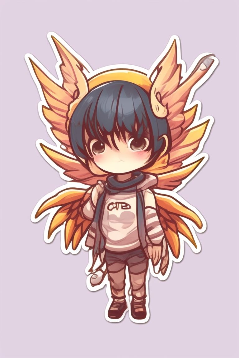 same-goose624: sticker design, full body portraits boy with devil wings ...