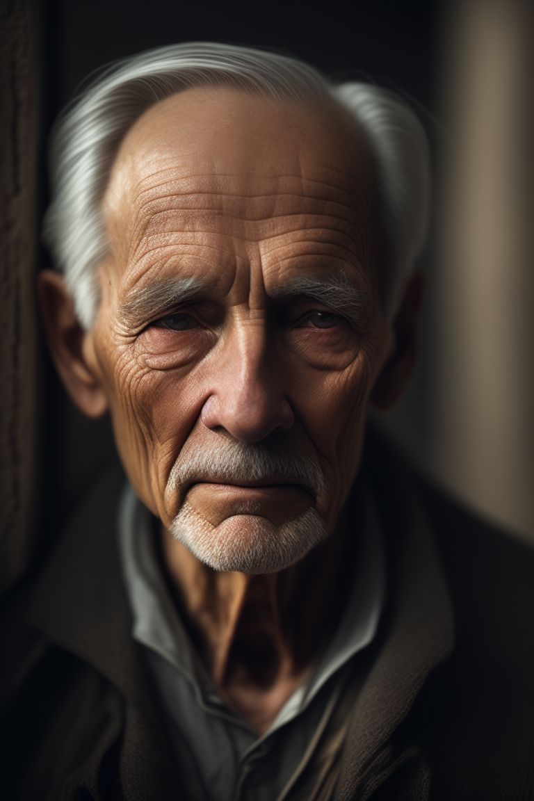 Wrinkled Old Man Face