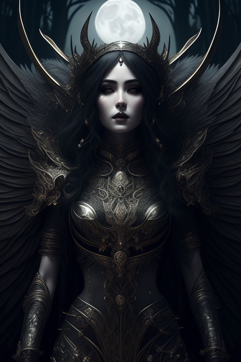 dreary-wren426: ornate, intricate details, beautiful moon goddess ...