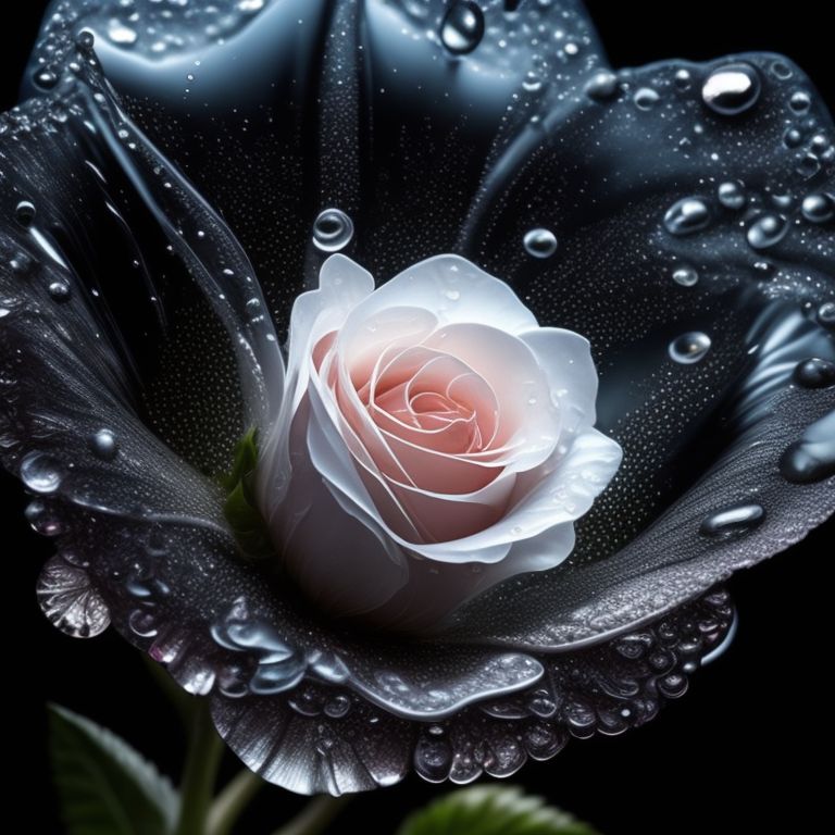 sensorium: A black rose, symettrical, amazingly fluid, detailed, 3d ...
