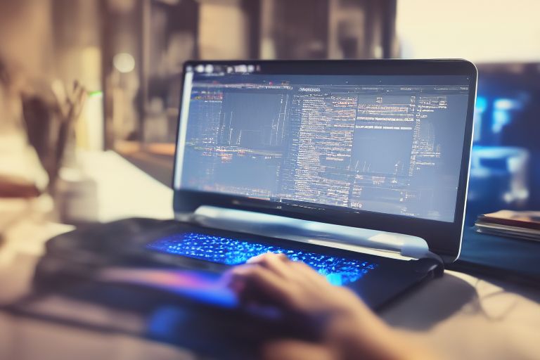 spiffy-mouse640: Programmer working on laptop computer with financial ...