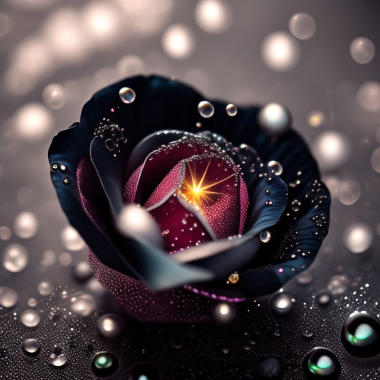 sensorium: single black rose, symmetrical, detailed, 3d fractals, light ...
