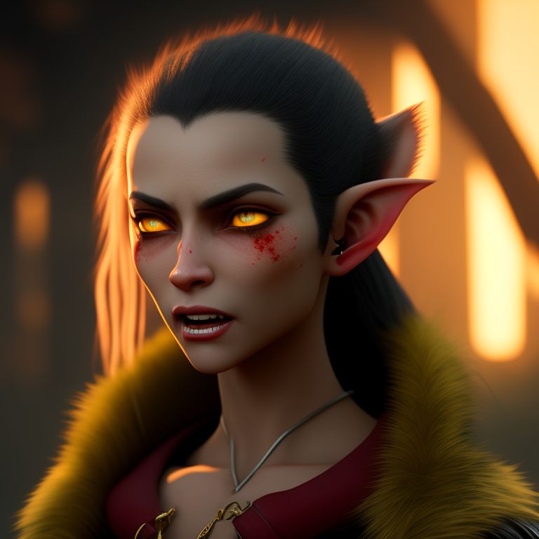 sol1mrx: Young adult Female half-human, olive green skin, long ears ...