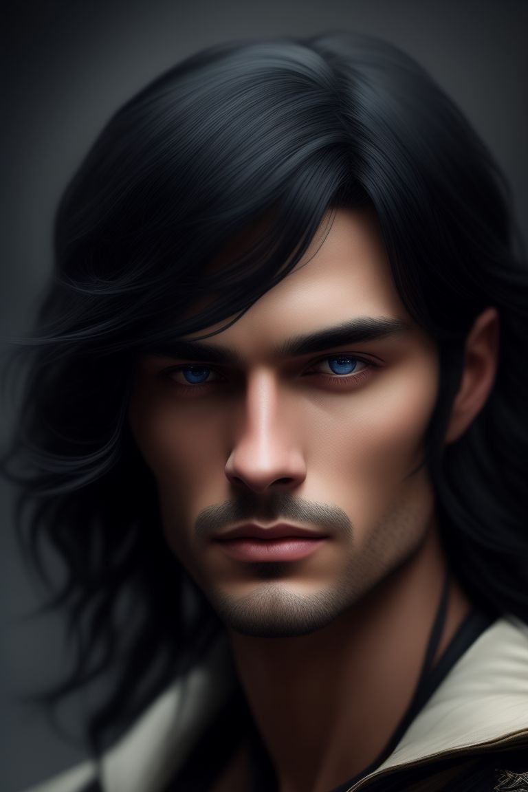 Bright Blue Eyes Black Hair