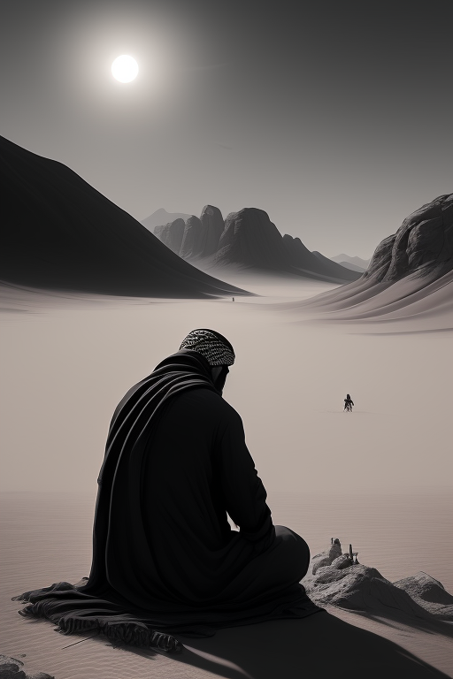 unique-finch378: muslim in desert praying salah