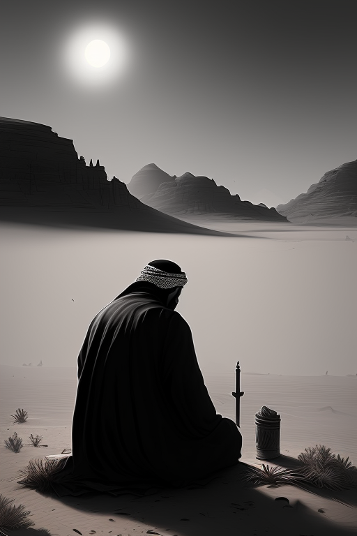 unique-finch378: muslim in desert praying salah