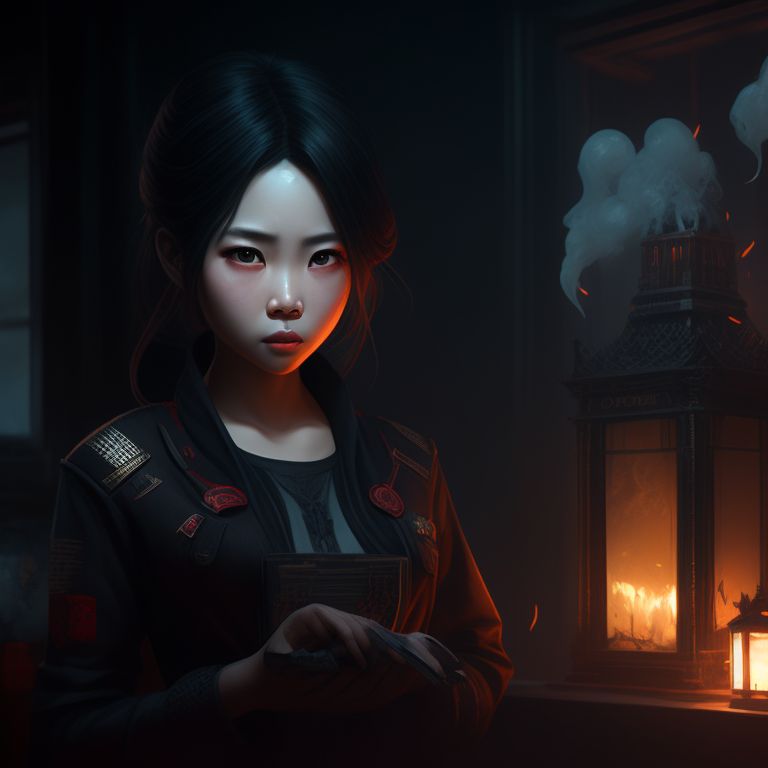 tidy-koala411: house, horror, girl, thai style, digital painting ...