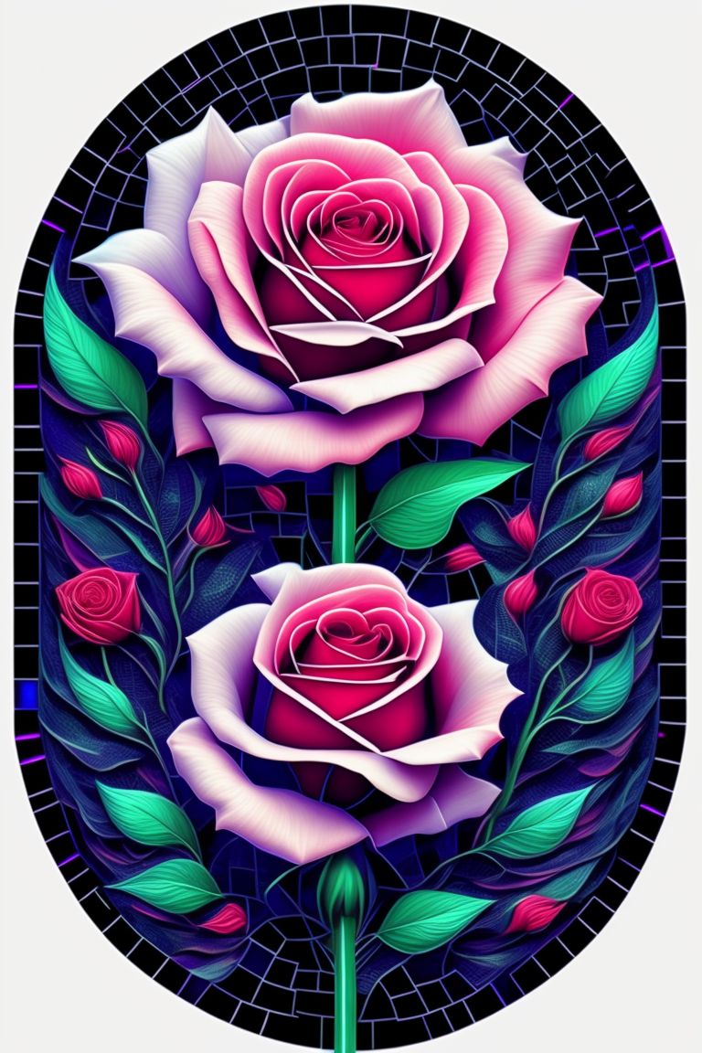 heathercooper: A rose as a mosaic of pixelated images, bioluminescent ...