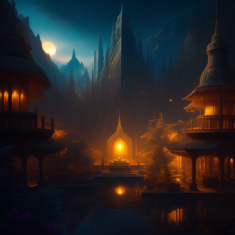 amelinlali: meditation university in magic style on dark background