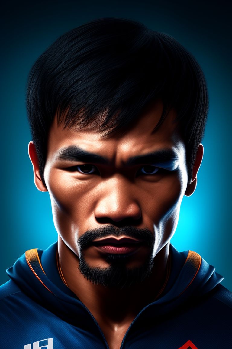 slow-dunlin402: MANNY PACQUIAO, BLUE AND WHITE BACKGROUND.