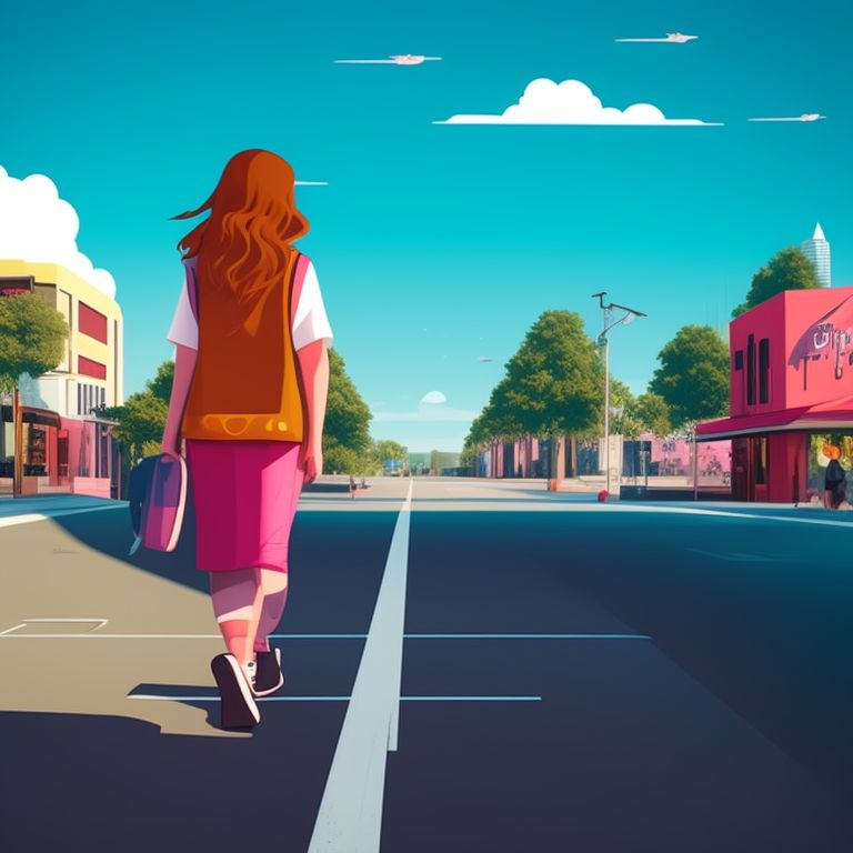 Cartoon Girl Walking Away