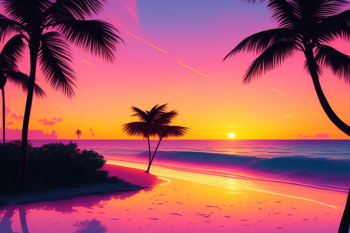 Miami Sunset Palm Trees