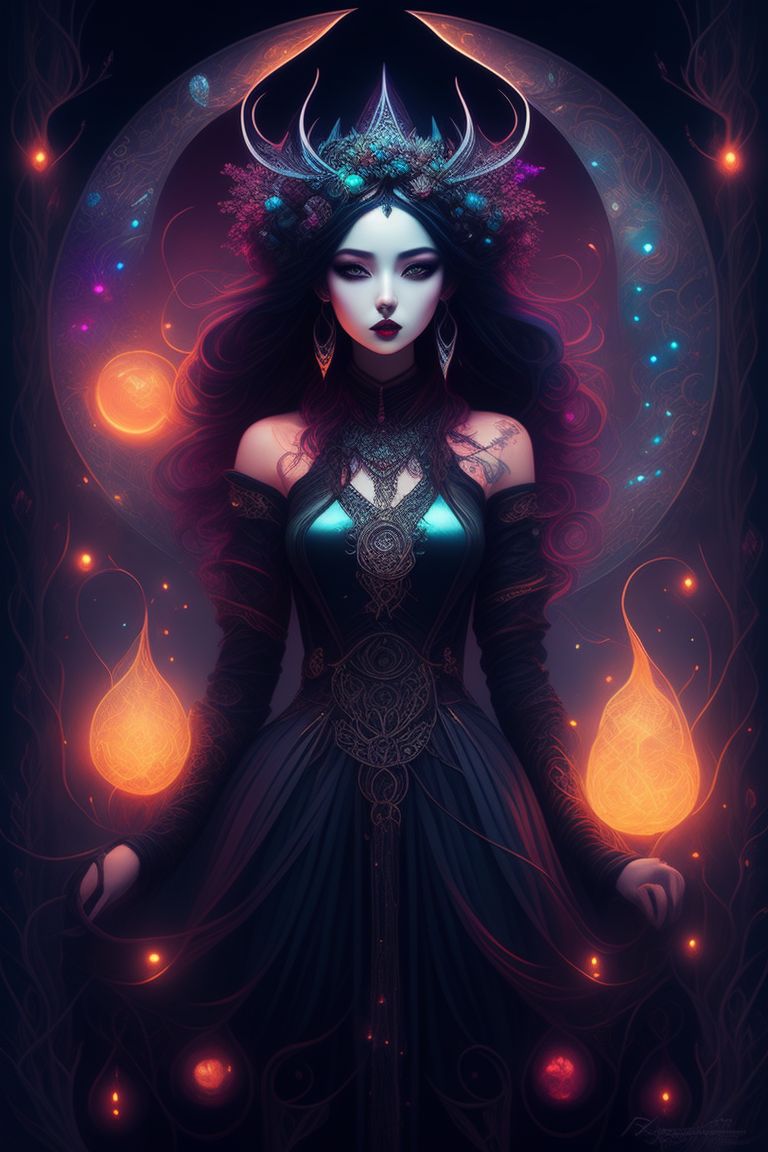 dreary-wren426: beautiful moon goddess, gothic style, forest sence ...