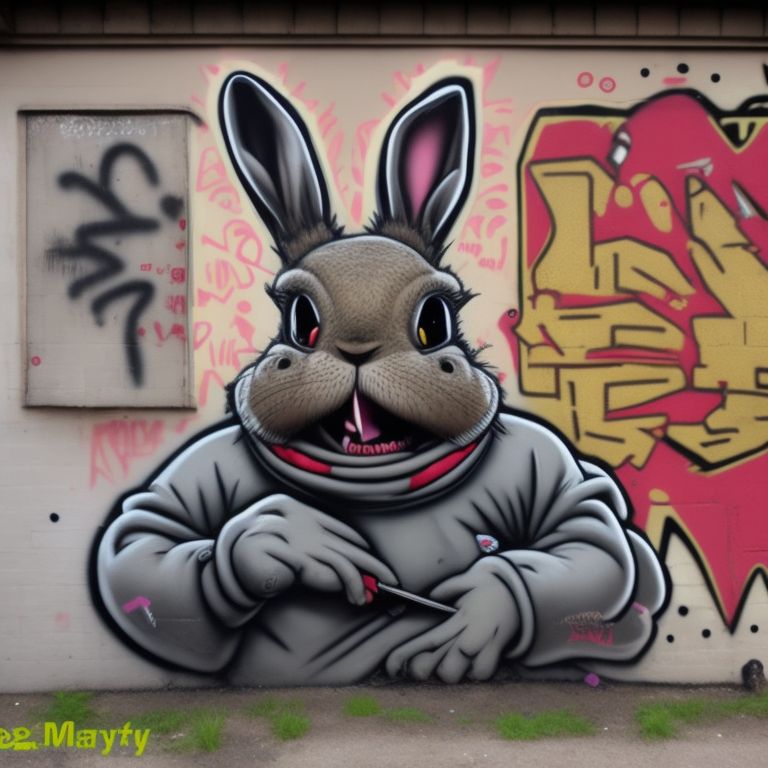 unruly-cod175: anthropomorphic evil sarcastic hare, grins, many details ...