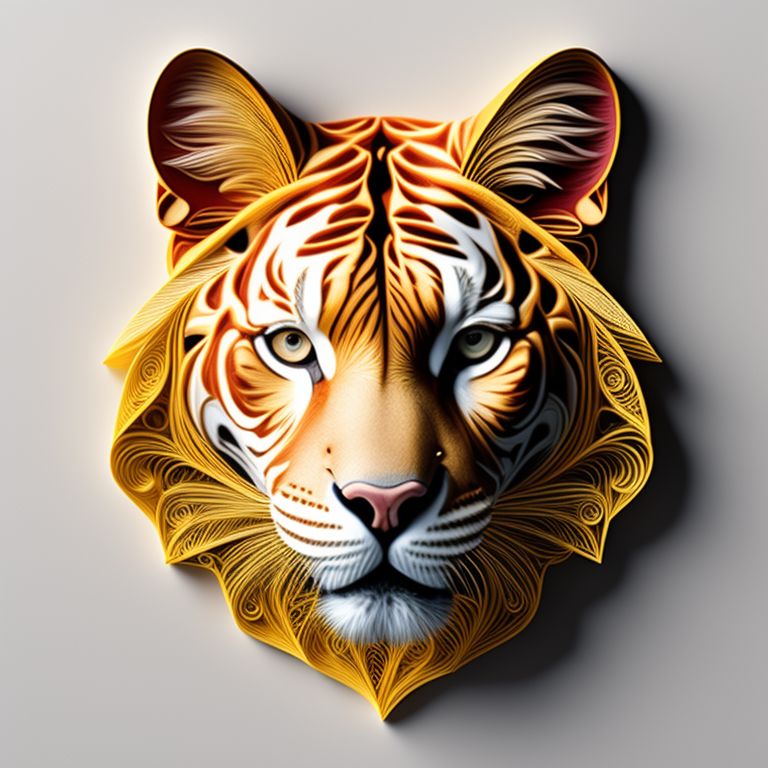 great-lemur621: golden tiger , portrait, Quilling, Pretty, 8k ...