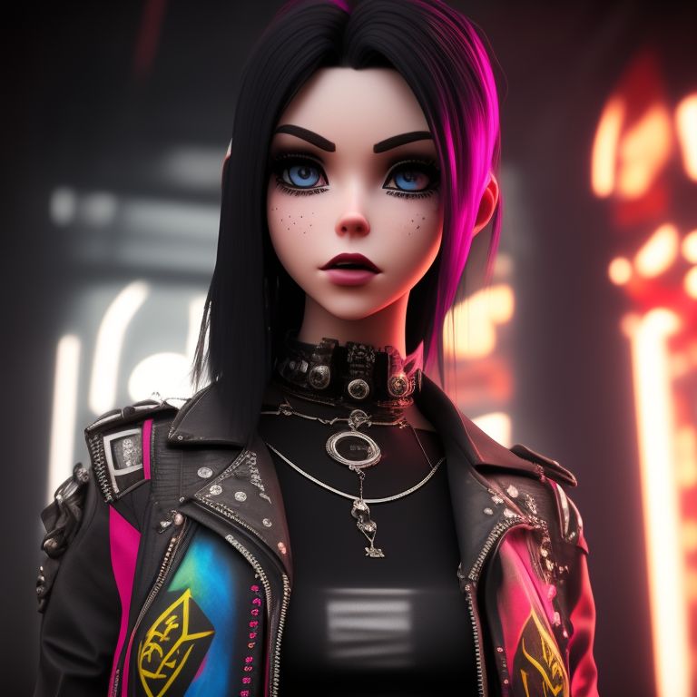 flashy-sheep361: full body 3d render, beautiful petite woman with punk ...