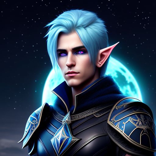 total-magpie624: male astral elf, dark leather armor with stars and ...