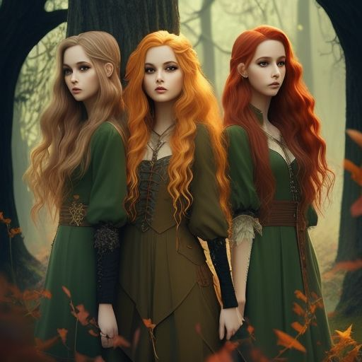 uniform-swan398: three young witches, blond, dark brown, red standing ...