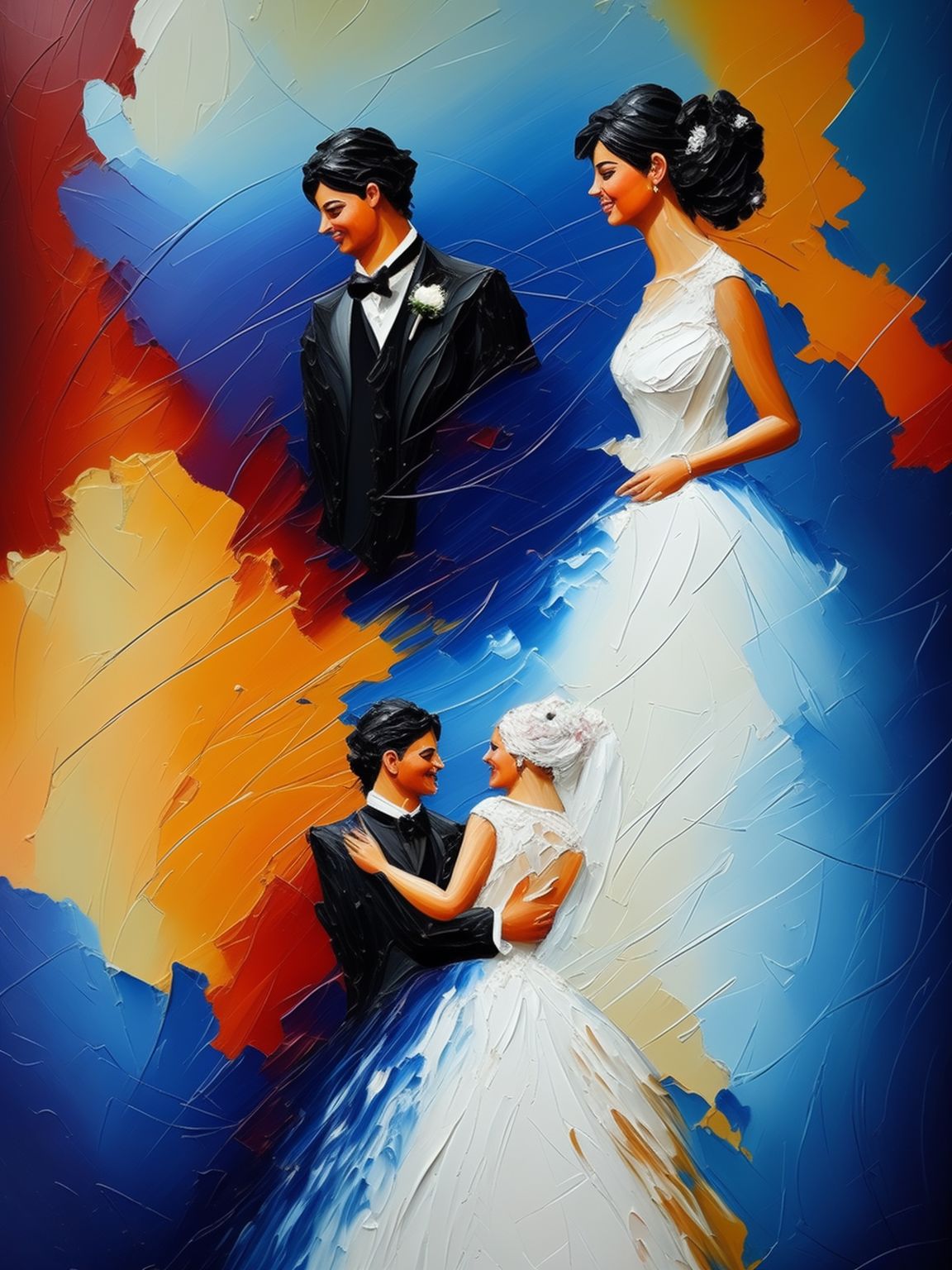 young couple in love getting married in the distance, the man dressed ...