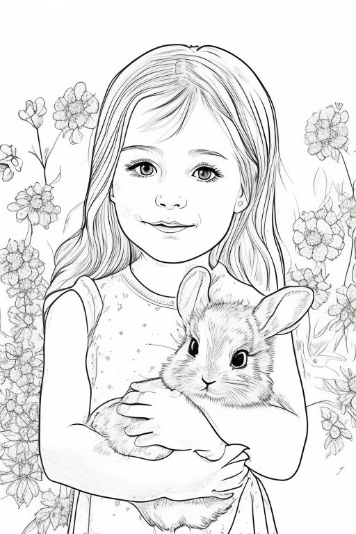Realistic Rabbit Coloring Page